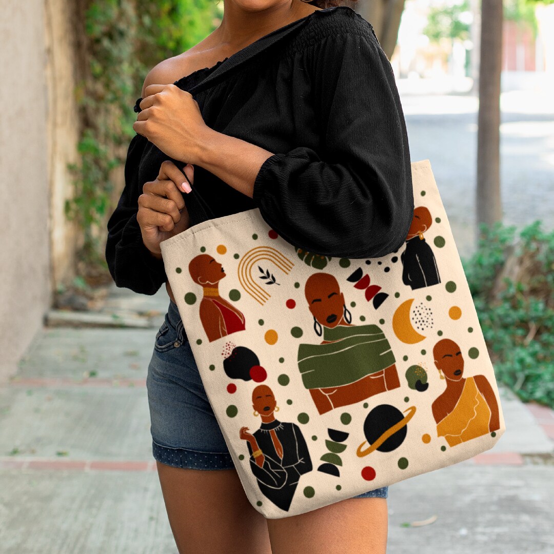 Abstract Art Tote Bag: Black Woman Design - Etsy