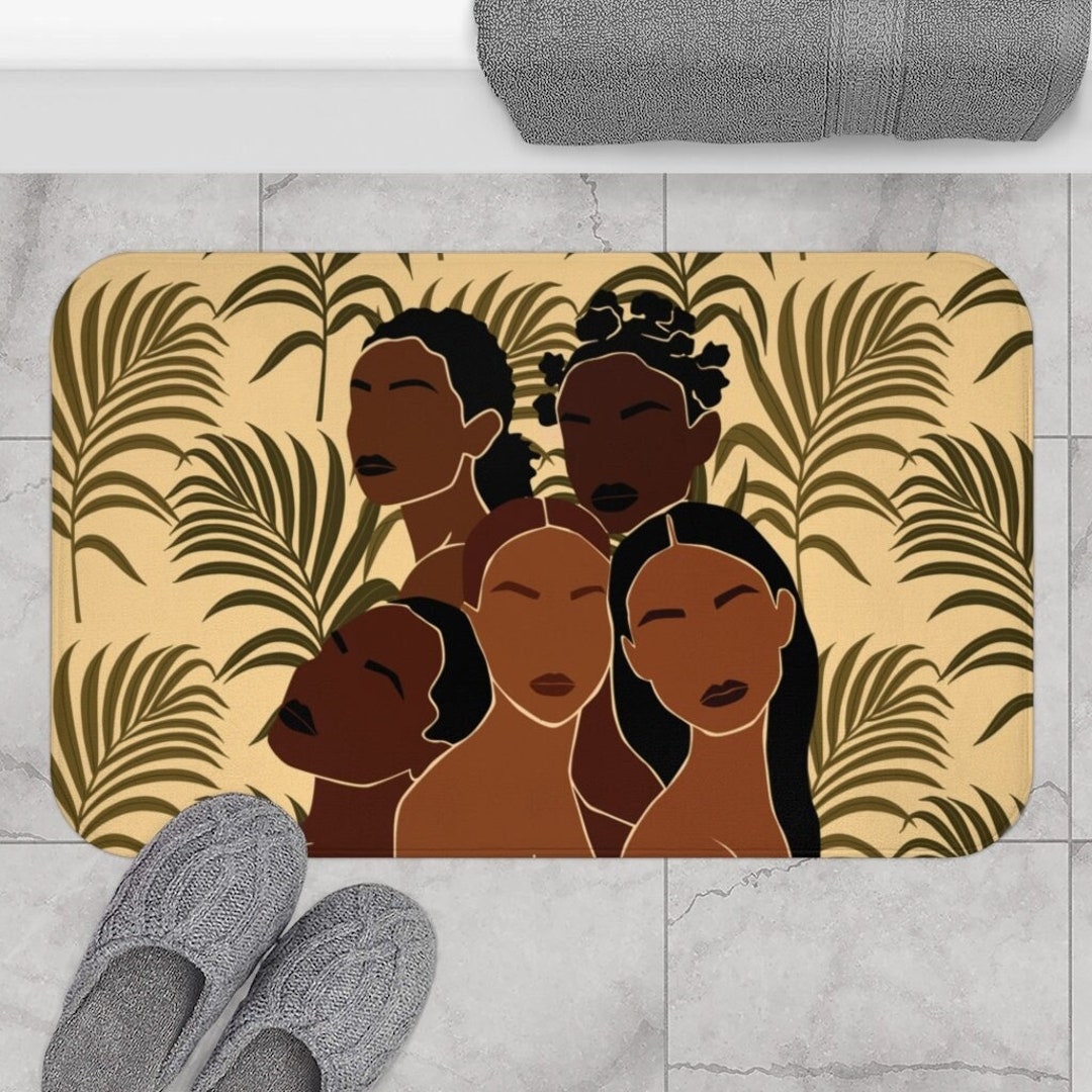 Boho Chic Black Woman Art Bath Mat: Bohemian Bathroom Decor - Etsy