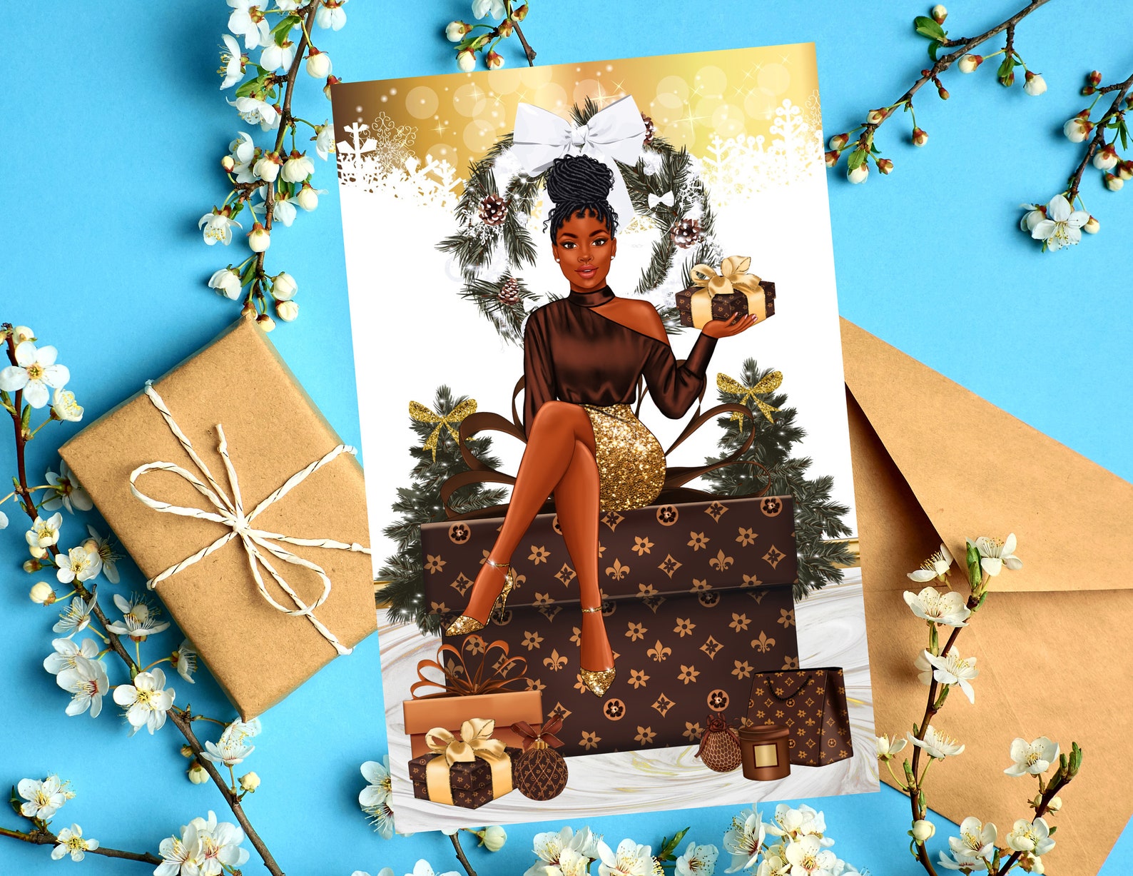 Black Christmas Cards African American Greeting Cards - Etsy