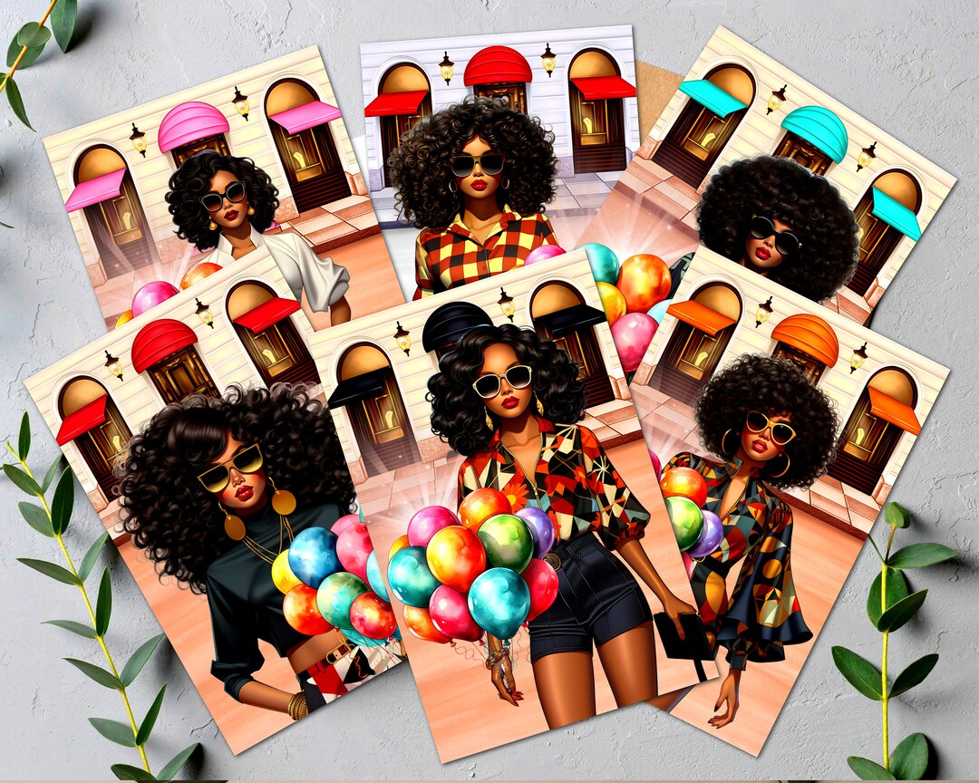 6 Black Woman Birthday Cards: Stylish All Occasion Greeting Cards - Etsy