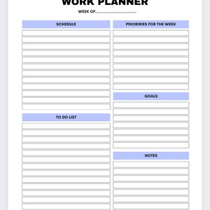 Printable Work From Home Planner, Organizer, Scheduler, Task Manager - Etsy