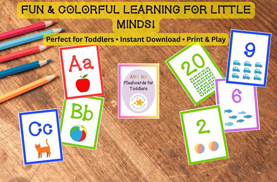 ABC 123 Flashcards for Toddlers – Alphabet & Number Printable Learning ...