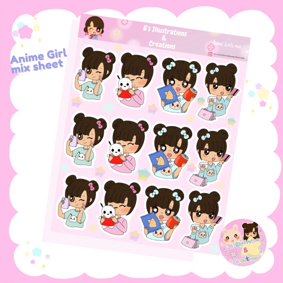 Anime Girl Stickers Kawaii Sticker Girls Deco Stickers - Etsy