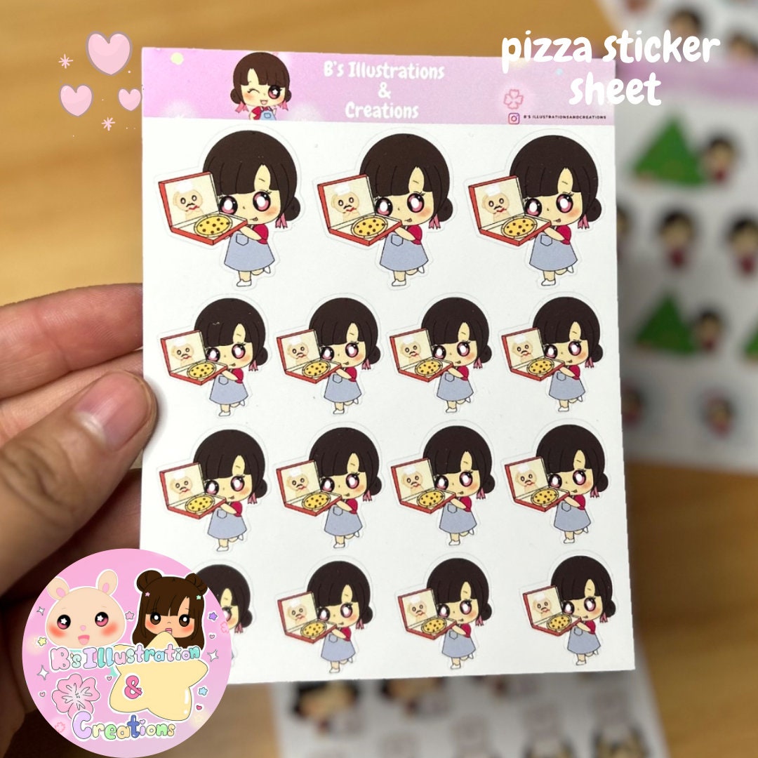 Pizza Chibi / Pizza Sticker / Chibi School Girl / Planner Sticker ...