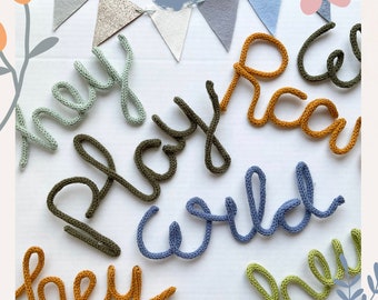 Knitted Wire Word in Bamboo Hoop - Etsy