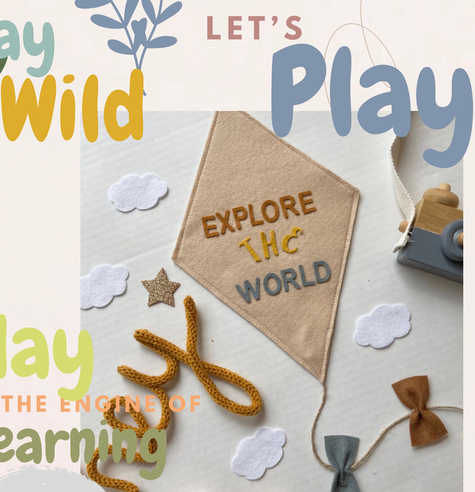 Kite Wall Hanging, Explore Pennant, Wall Hanging, Playroom Decor ...