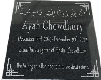 Islamic Muslim Memorial Human Grave Marker Black Granite Engraved ...