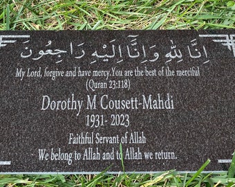 Islamic Muslim Memorial Human Grave Marker Black Granite Engraved ...