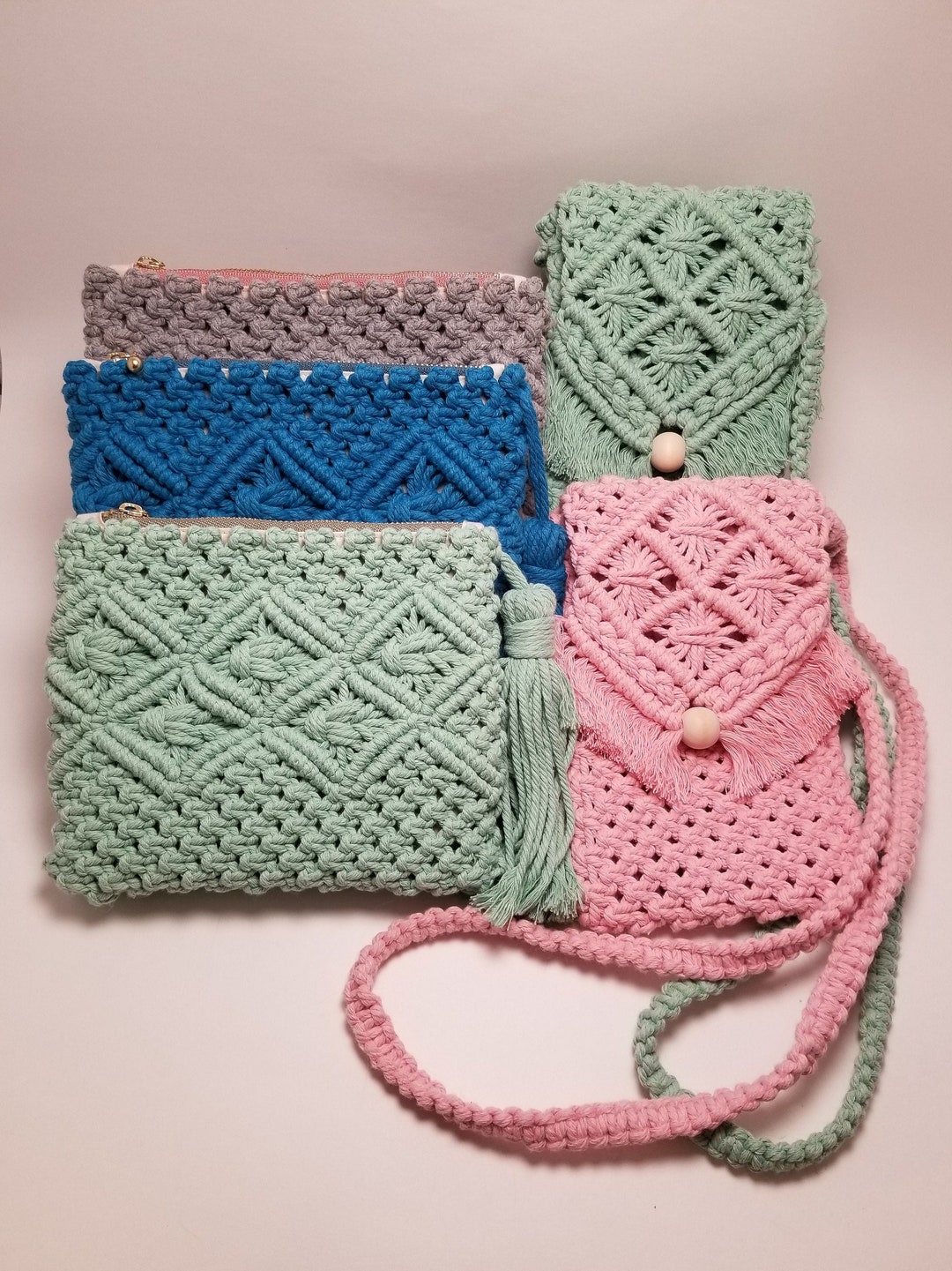 Macrame Clutch Bag, Macrame Purse, Macrame Shoulder Bag, Macrame Phone ...