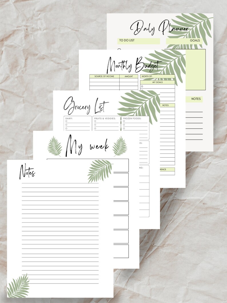 Printable Organization Bundle | 5 Page Printable Bundle - Etsy