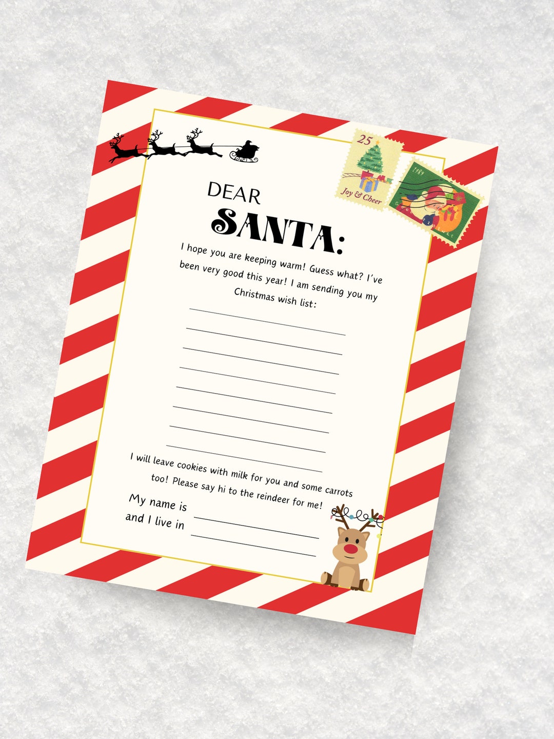 Dear Santa Letter | Christmas List | Digital Christmas Letter ...