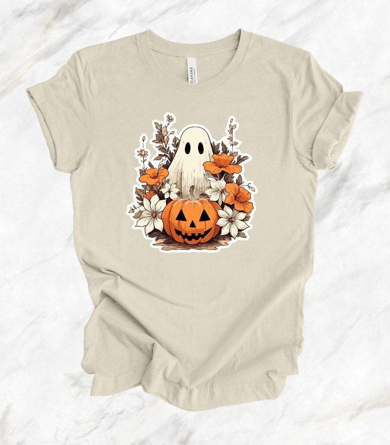 Spooky Ghost Shirt, Cute Ghost Shirt, Ghost and Flowers Shirt, Cute but ...