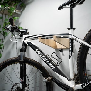 Vertical Bamboo Bike Mount Bike Rack Bike Storage Bicycle Wall Mount ...