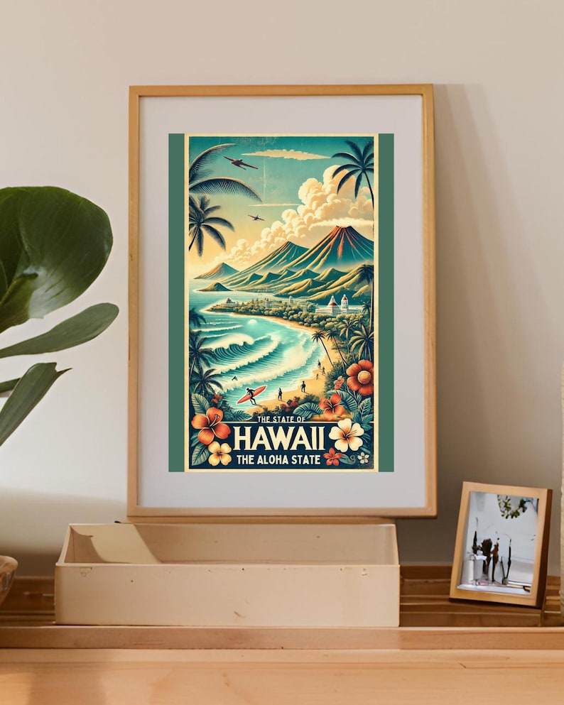 Vintage Hawaii Poster - the Aloha State Travel Art Print - Digital ...