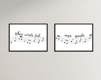 Music Quote Printable, Music Quote Wall Art, Gift for Music Lovers ...