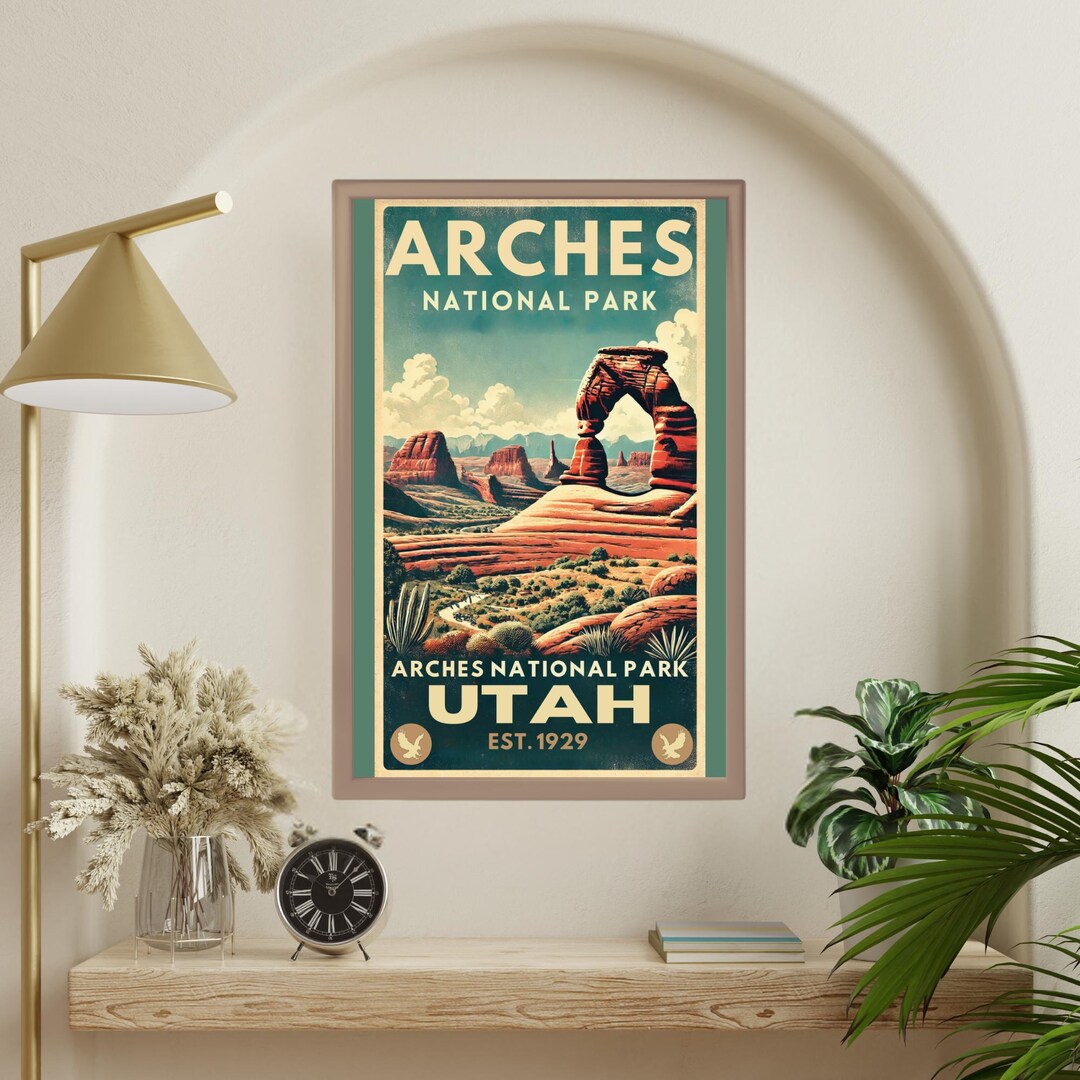 Arches National Park Vintage Travel Poster - Digital Download - Etsy