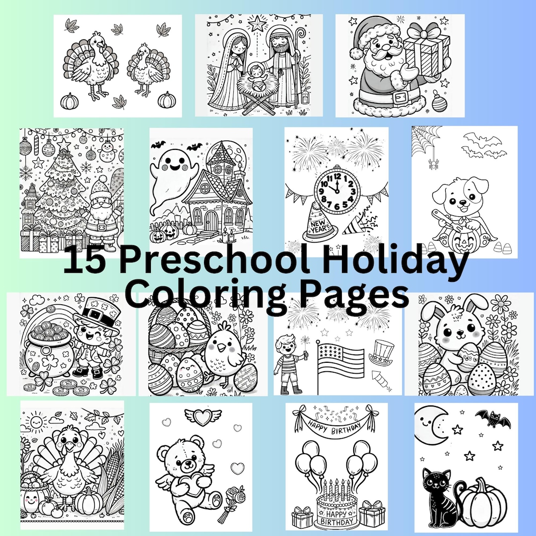 Holiday Preschool Coloring Pages - Digital Download - Etsy