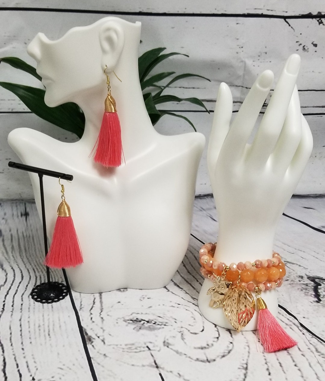 Handmade Mexican Jewelry Set, OWL Bracelet Set of 3 and Tassel Earrings ...