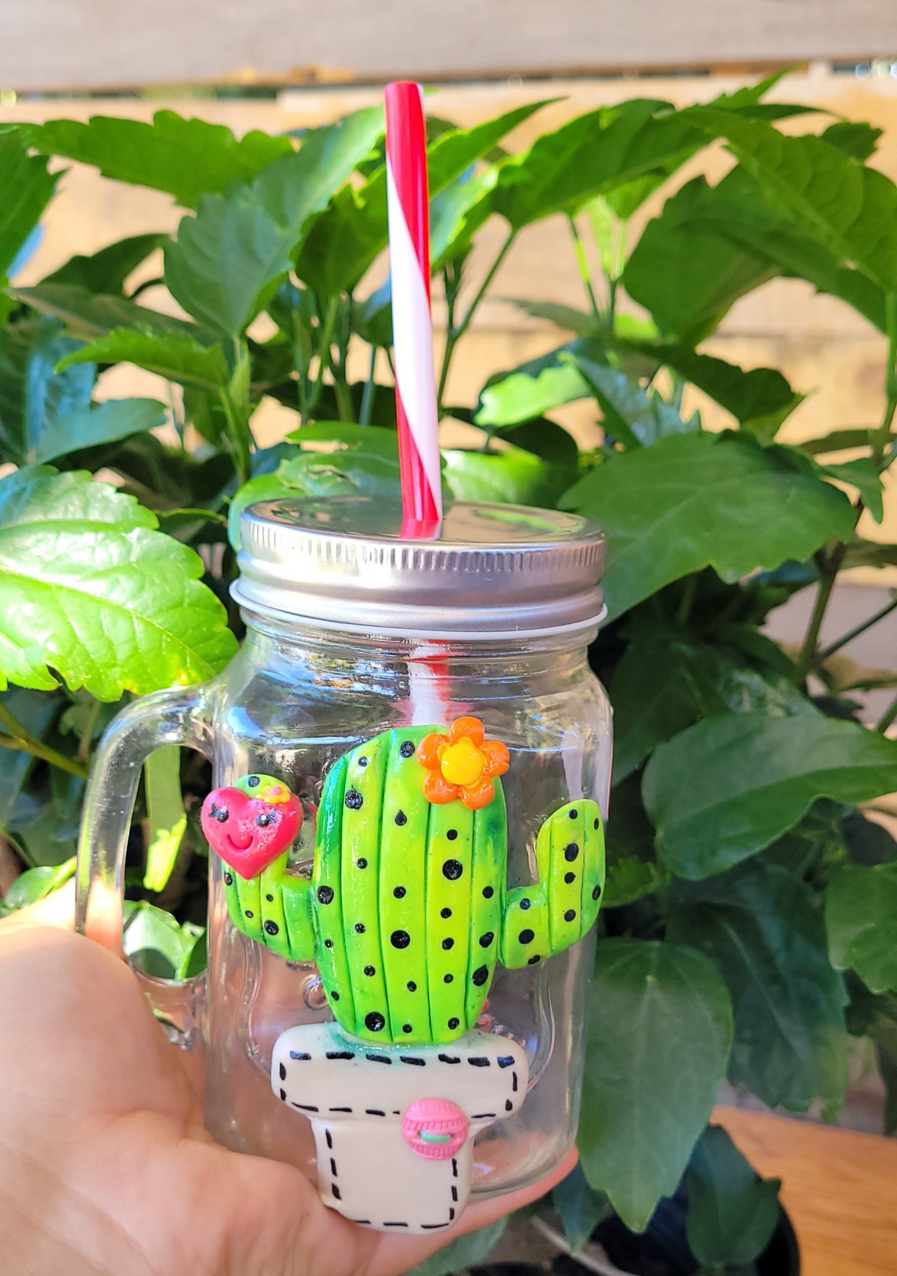 3D Cactus Beer Can Cup With Lid and Straw / Cactus Glass Jar/ - Etsy