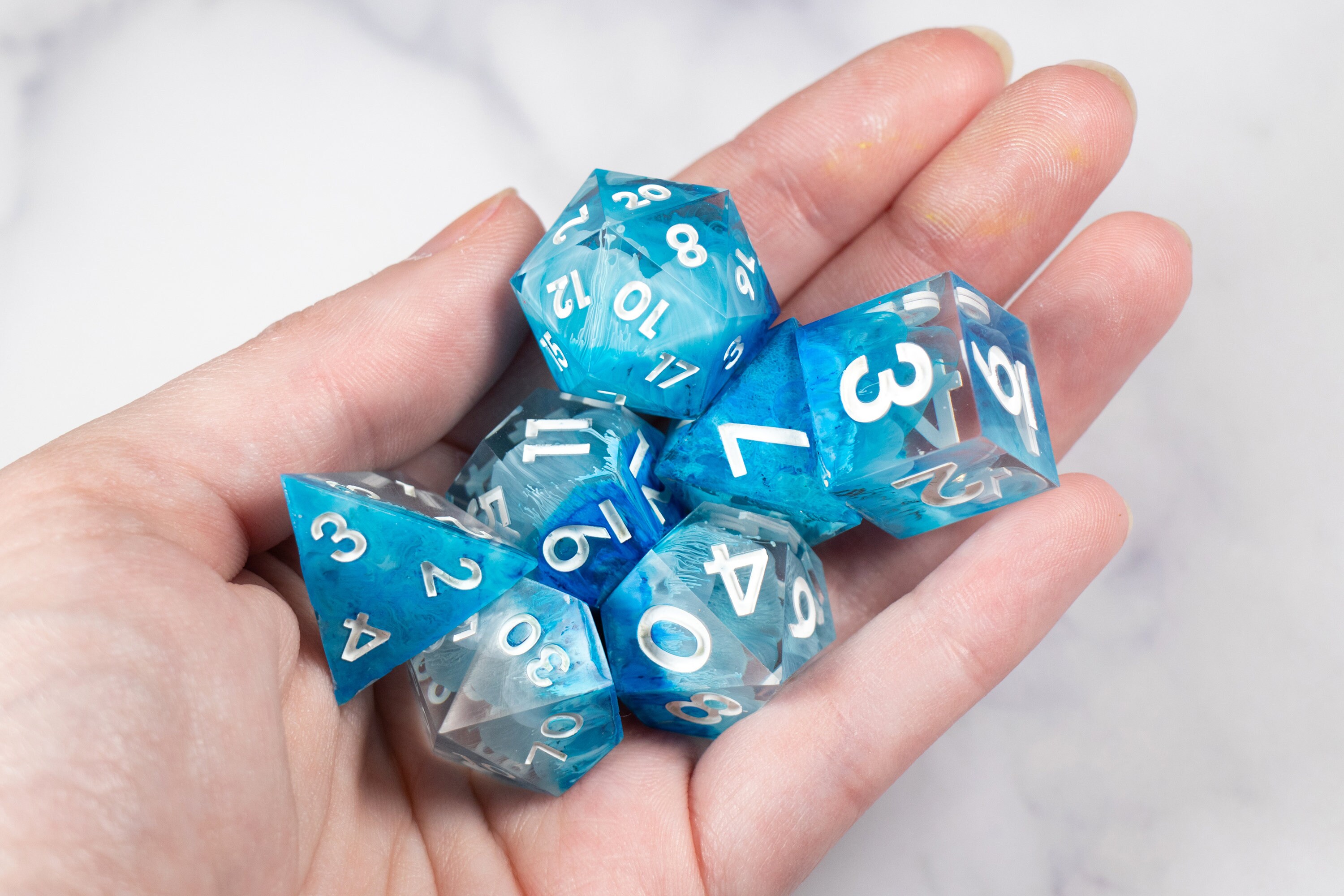 Blue Ocean Waves Sharp Edge Resin Dice Set Geek Gift Dnd - Etsy