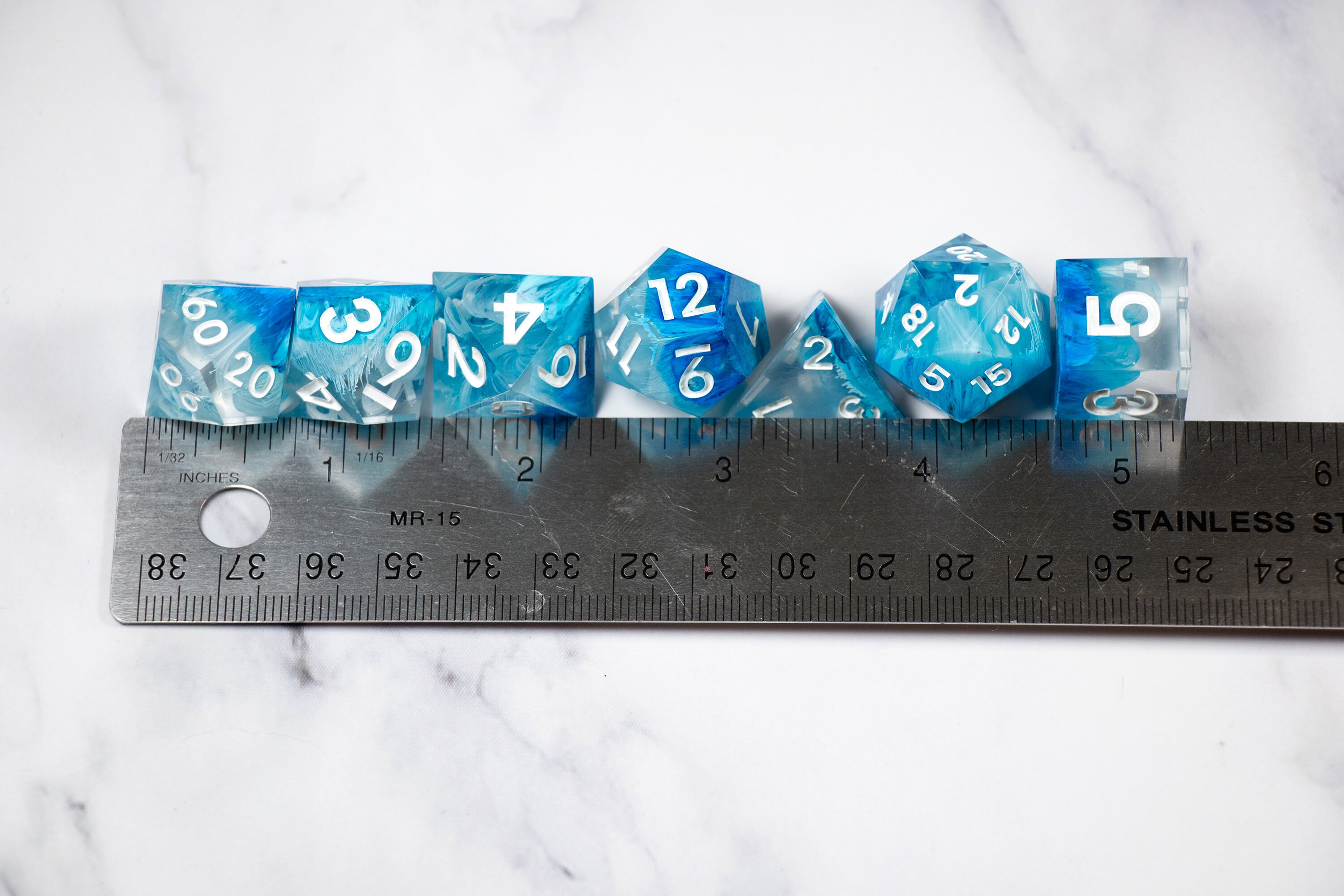 Blue Ocean Waves Sharp Edge Resin Dice Set Geek Gift Dnd - Etsy