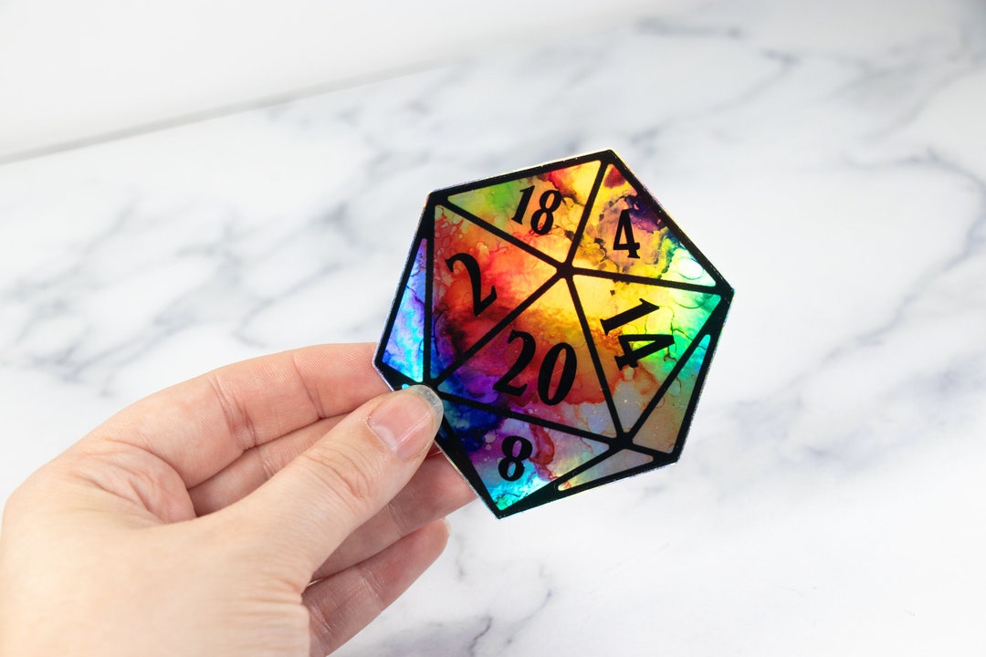 Holographic Rainbow D20 Sticker Vinyl Sticker Small Gift for DM Laptop ...