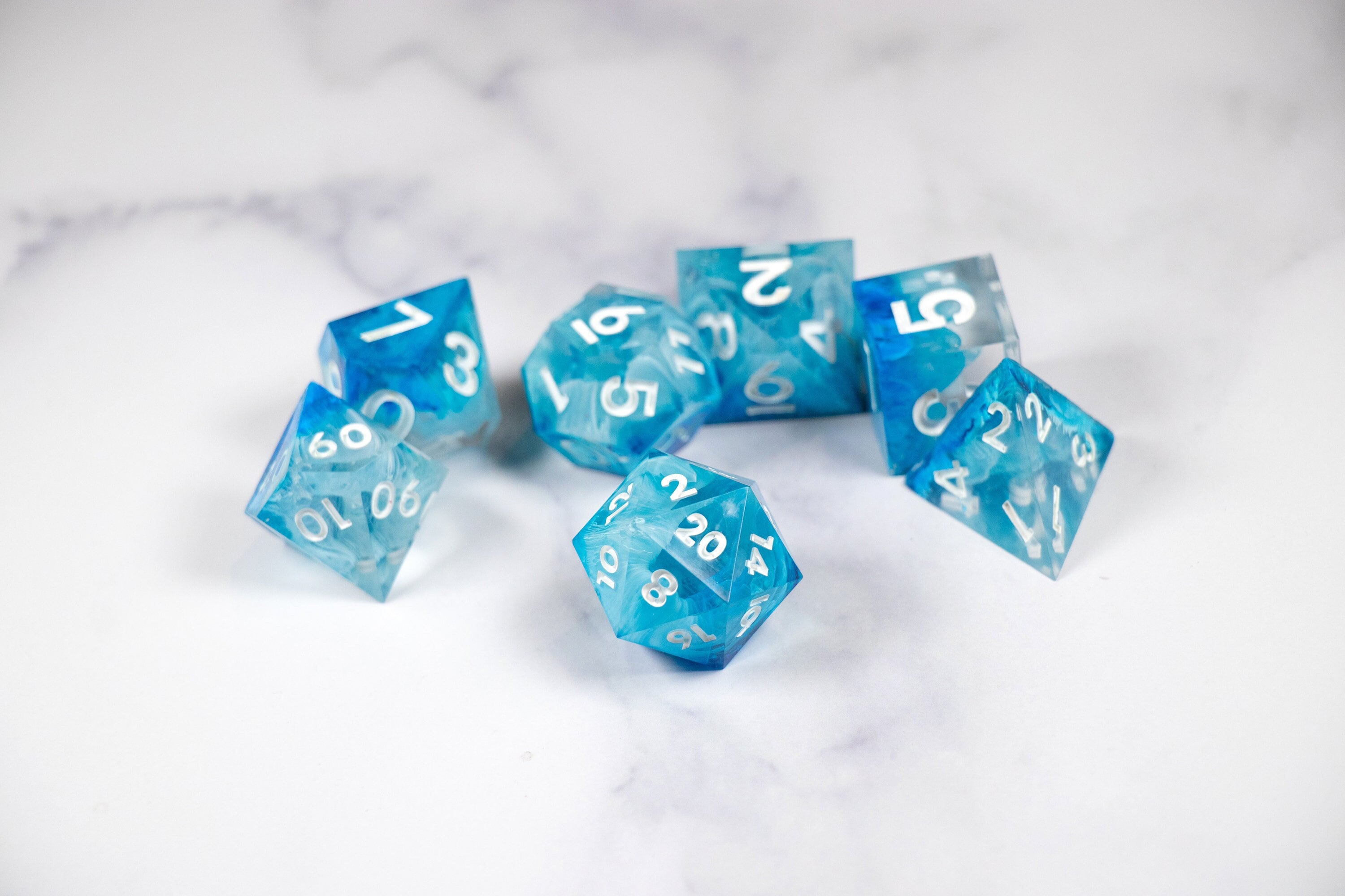 Blue Ocean Waves Sharp Edge Resin Dice Set Geek Gift Dnd - Etsy