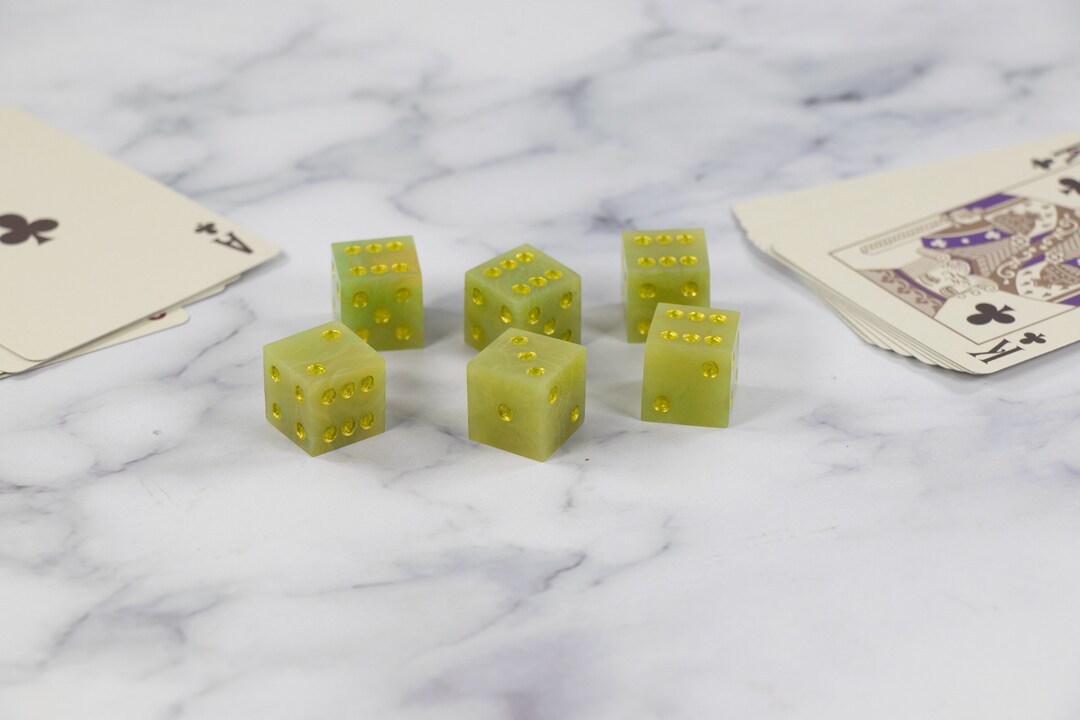 Green Agate Sharp Edge Resin Pip D6 Dice Set Geek Gift Game Dice ...