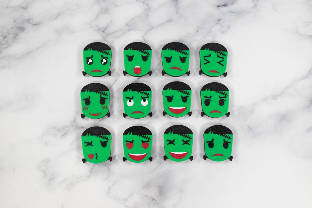 3D Printed Frankenstein's Monster Emoji Magnet Set Halloween Small Gift ...