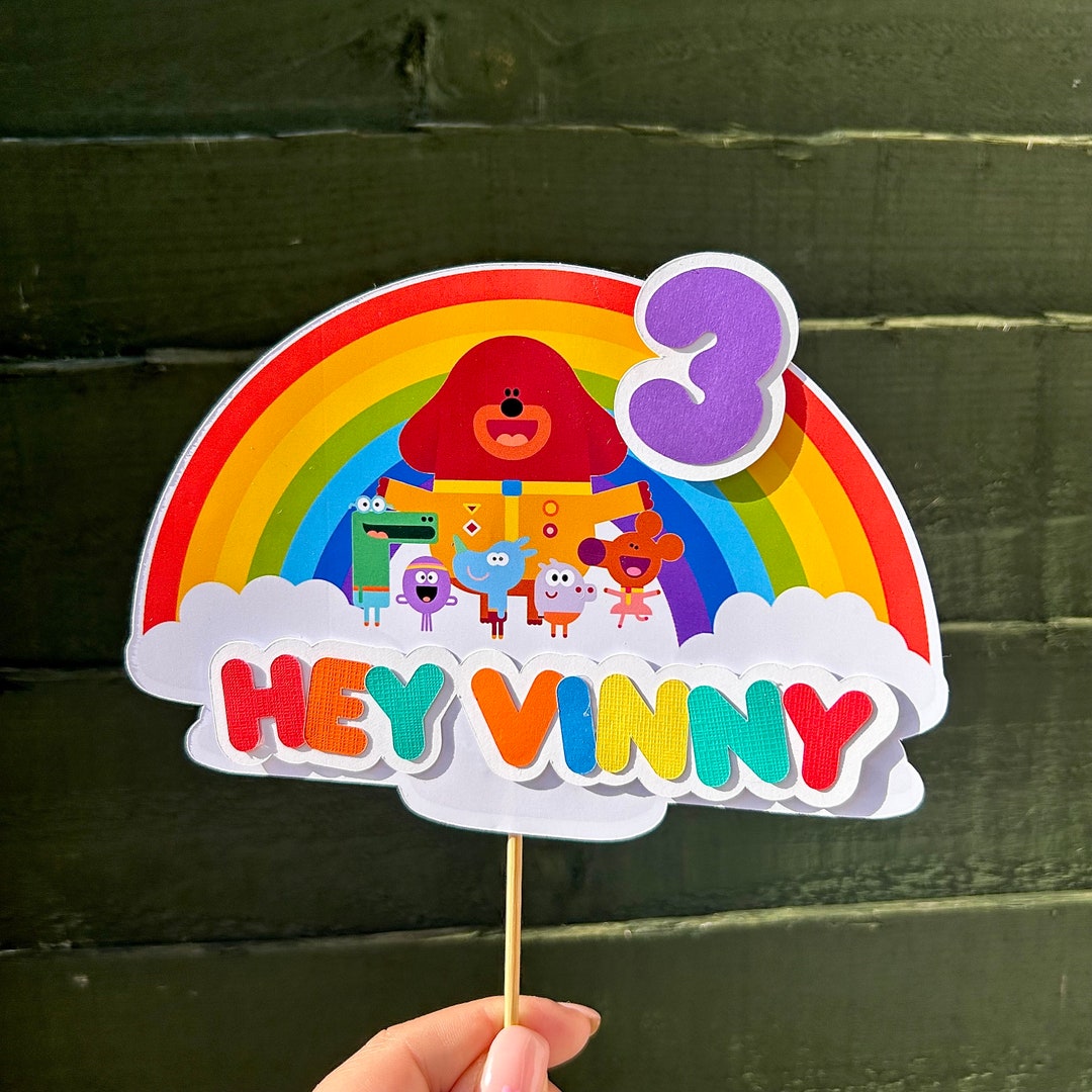 Hey Duggee Themed Rainbow Cake Topper Name and Number Personalised ...