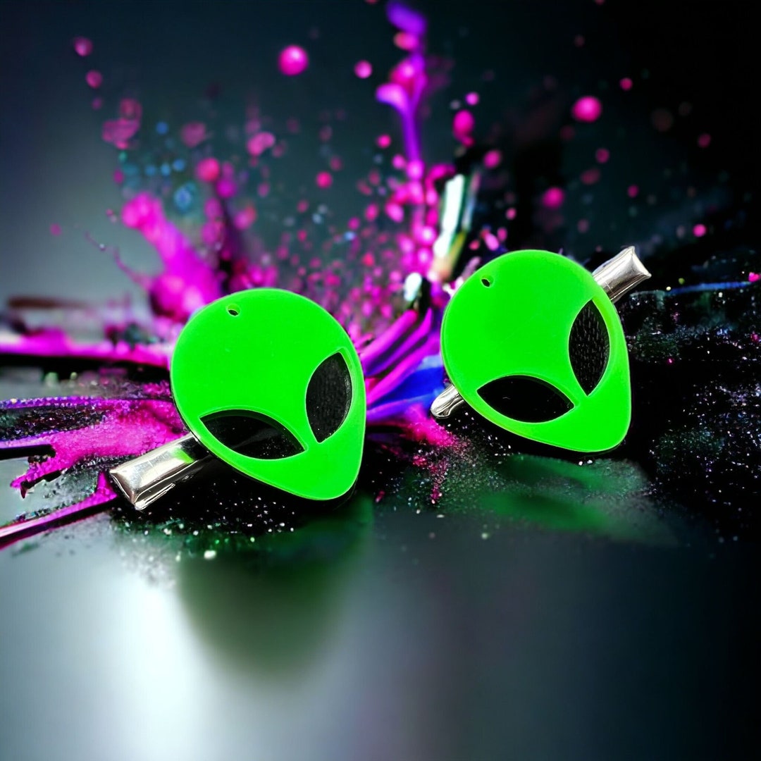 Cosmic Green Alien Hair Clip Space Buns Festival Rave Funky and Weird ...