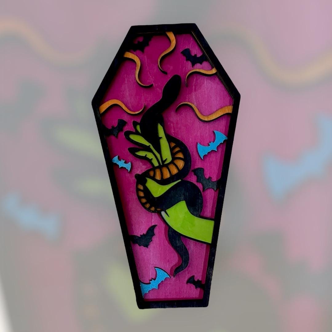 Witch Hand & Snake Coffin Wall Art – Neon Gothic Decor – Halloween ...