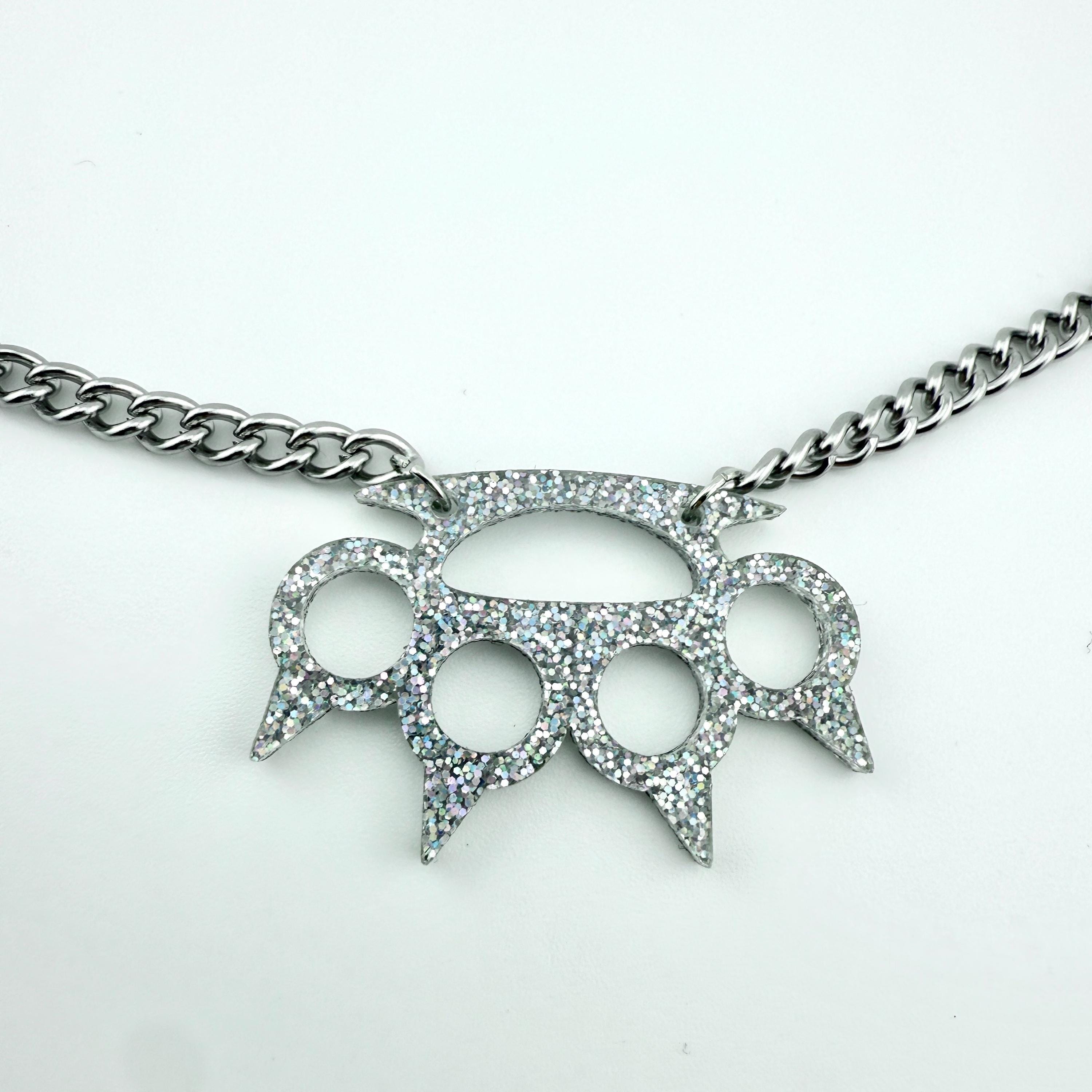 Scene Emo Choker Necklace - Glitter Knuckles Chain 90s Y2K - Etsy