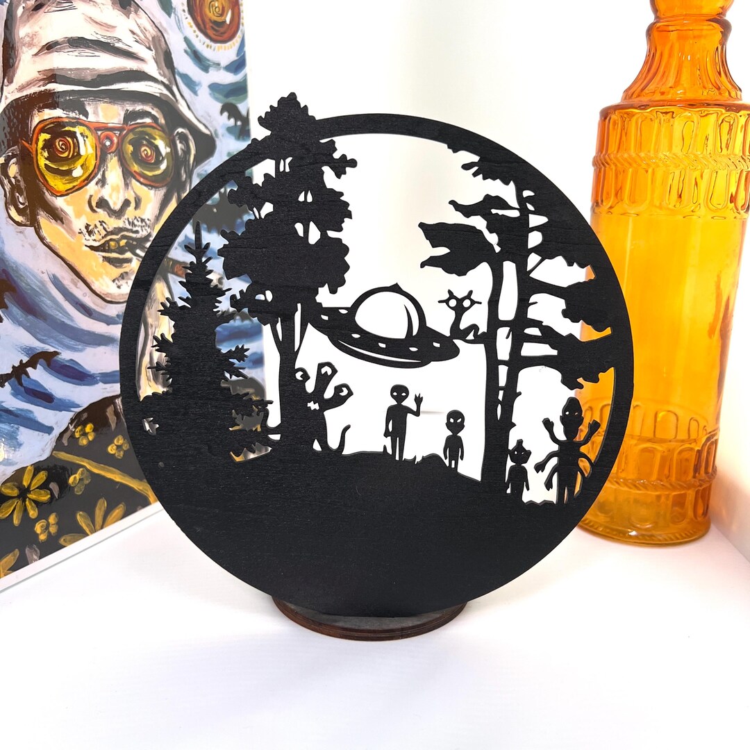 Laser Cut Alien Shadow Light – Wood Flameless Candle Cover, UFO Night ...