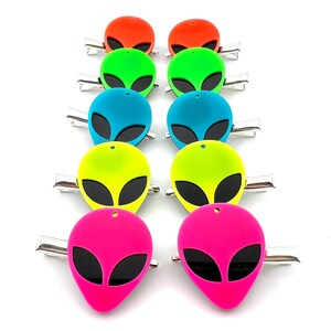 Neon Alien Hair Clips – Blacklight Reactive Space Barrettes UFO Spacey ...