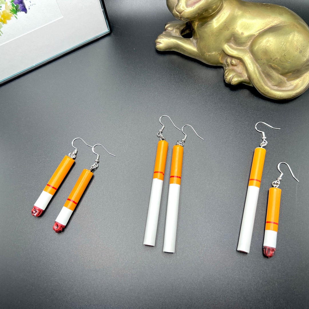 Cigarette Charm Earrings – Edgy Punk Dangle Earrings for Alt Style ...
