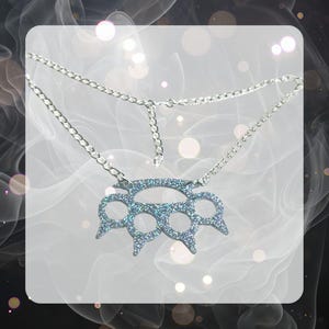 Y2K Glitter Knuckles Necklace - Punk Scene Emo Silver Glitter Acrylic ...