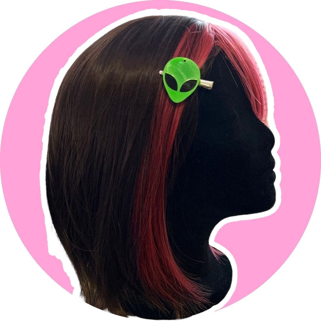 Cosmic Green Alien Hair Clip Space Buns Festival Rave Funky and Weird ...