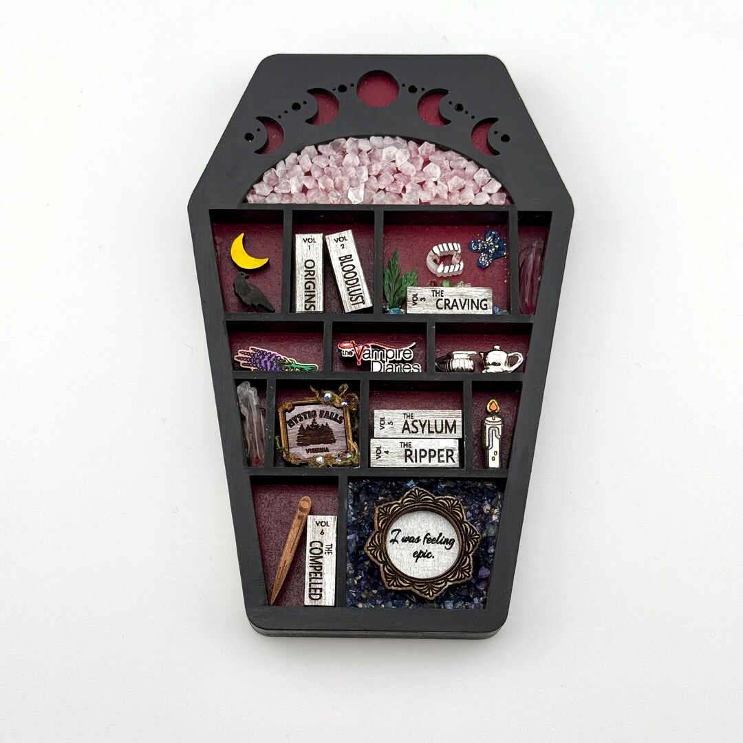 Vampire Diaries Coffin Shelf – Miniature Stefan’s Diaries Curio Cabinet ...