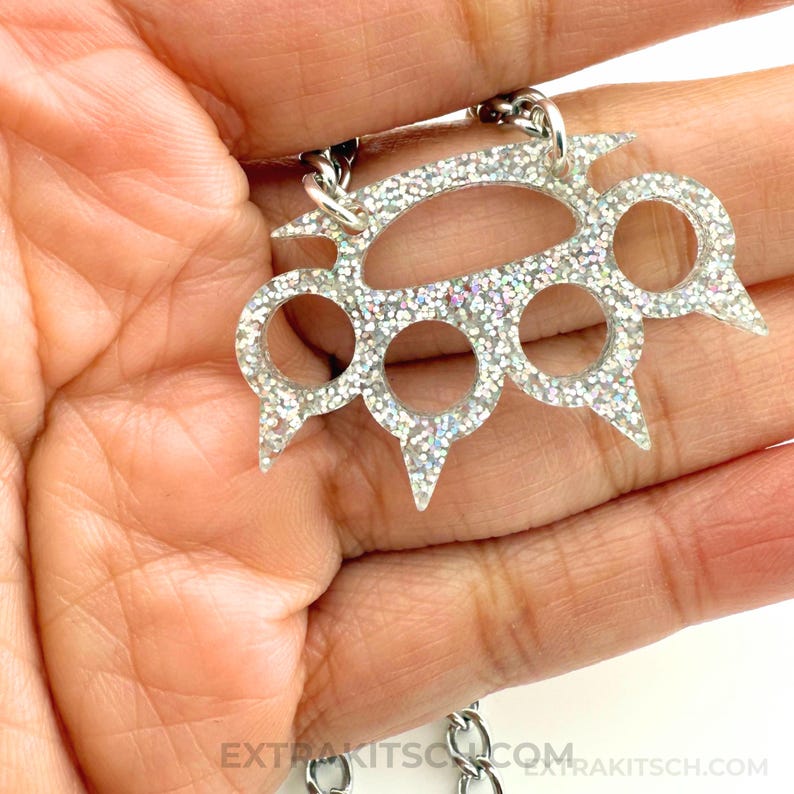 Scene Emo Choker Necklace - Glitter Knuckles Chain 90s Y2K - Etsy