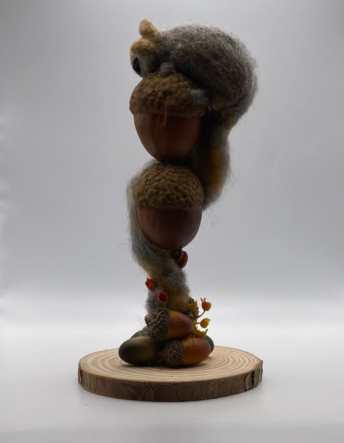Needle Felted Wool Squirrel,hugging Giant Acorn,brown,long Tail,wood ...