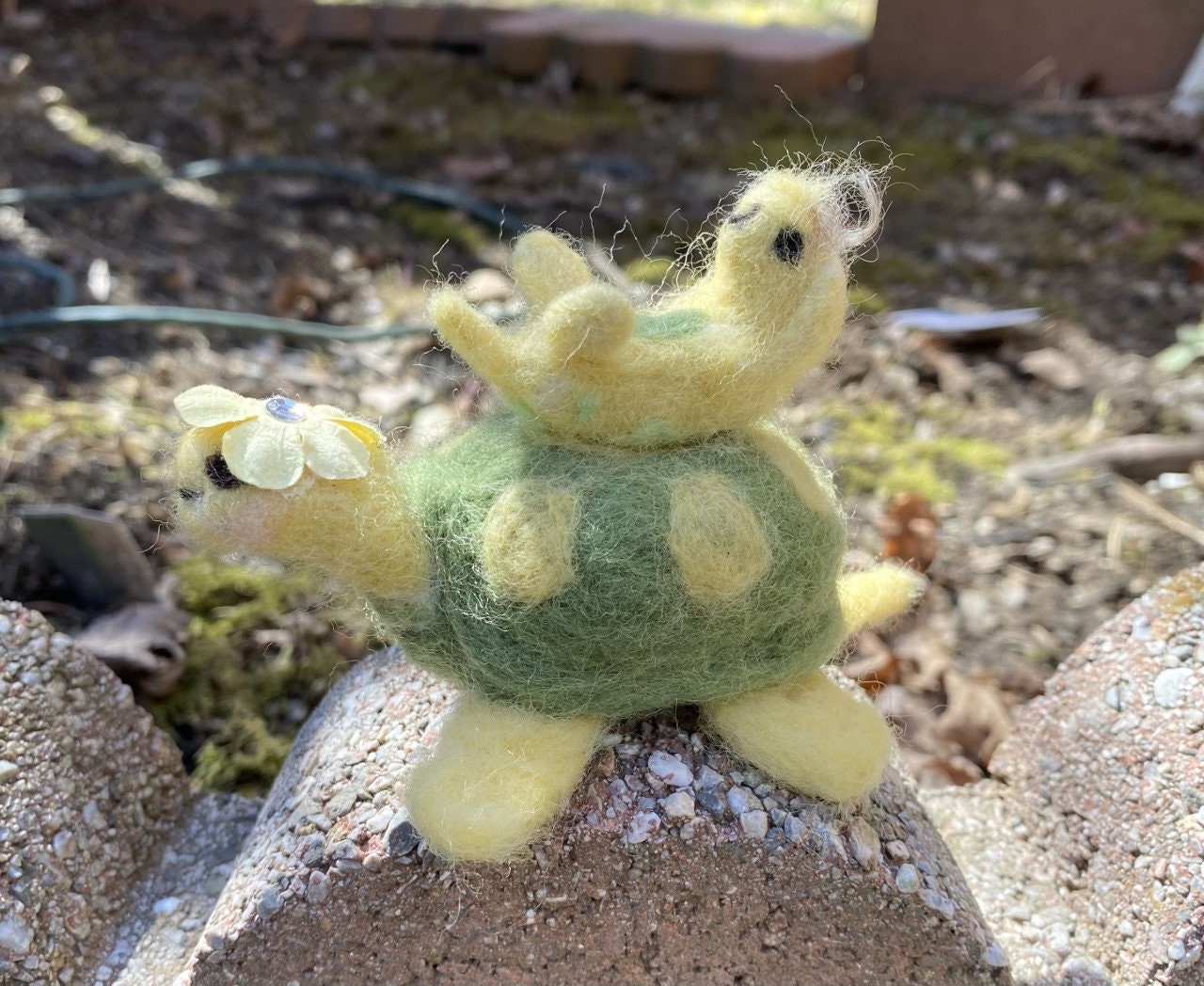 Needle Felted Wool Turtle With Baby, Silly, Playful, Fun, Child, Riding ...