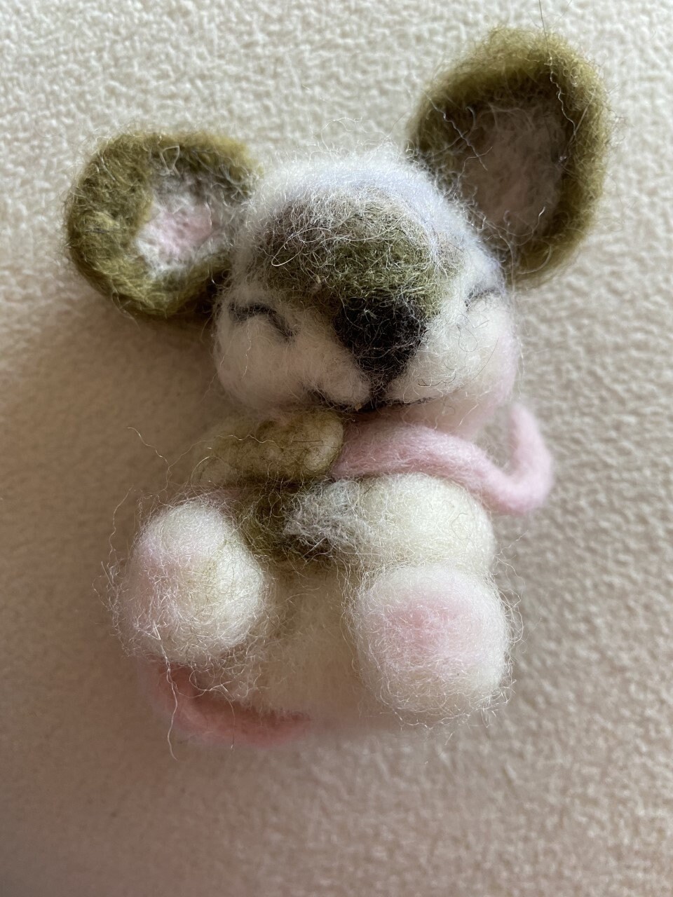Needle Felted Wool, Sleepy Mouse, Curled Up, Tail, Hugging, Sweet ...