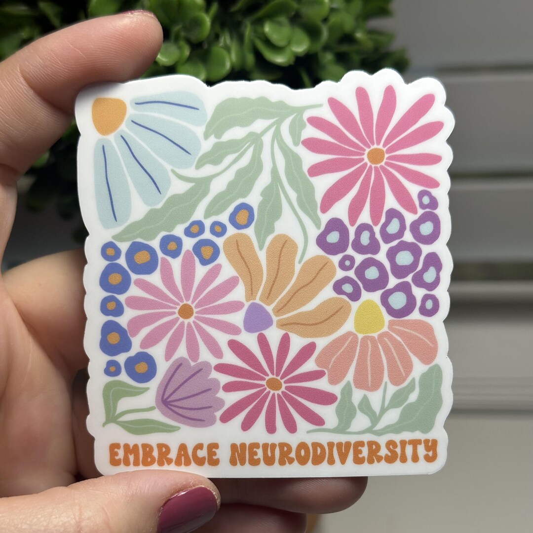 Embrace Neurodiversity Square Kids 3"x3" Autism Special Needs Mom Special Ed Teacher Gift ABA ...