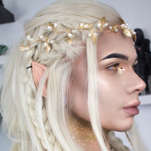Golden Elf Lace Front Wig Including Hair Accessories Cosplay - Etsy
