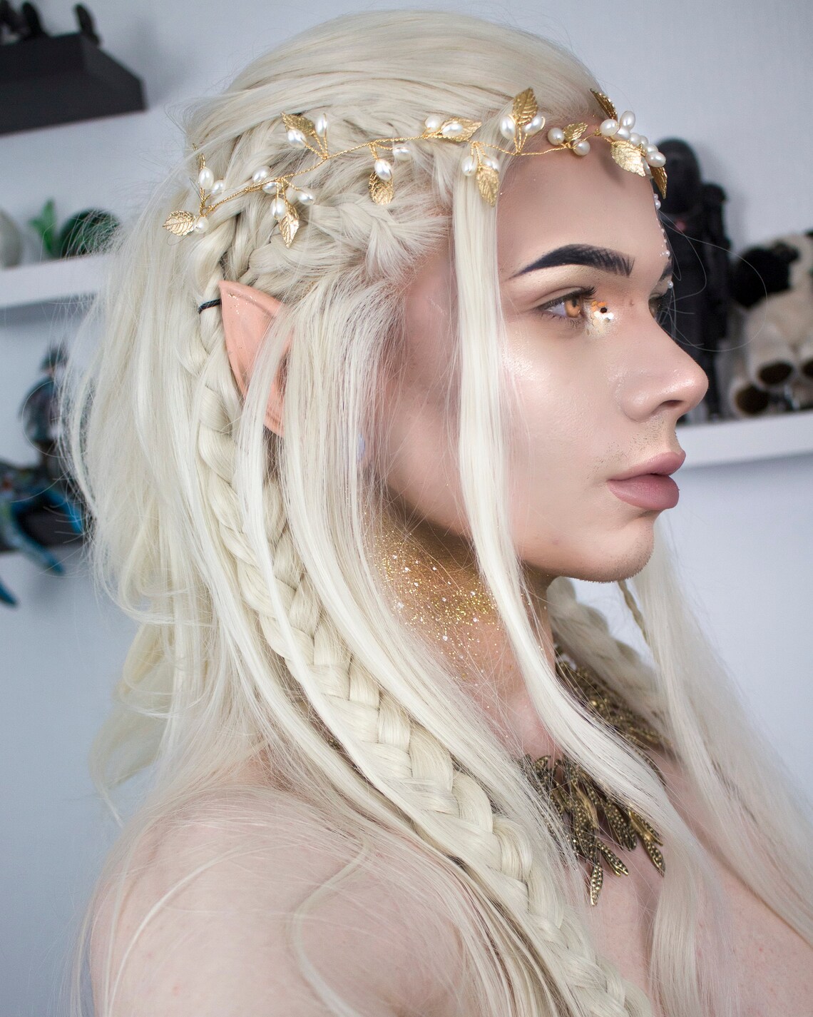 Golden Elf Lace Front Wig Including Hair Accessories Cosplay | Etsy