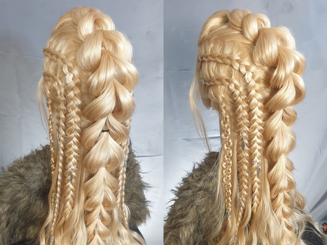 READY TO SHIP Sandy Blonde Dragon Braid Lace Front Wig Including Gold ...