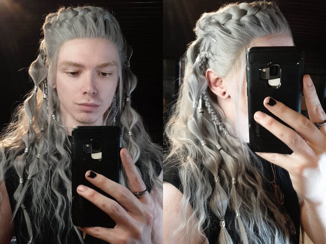 Sol Lace Front Bubble Braid Wig Including Hair Rings, Viking Wig ...
