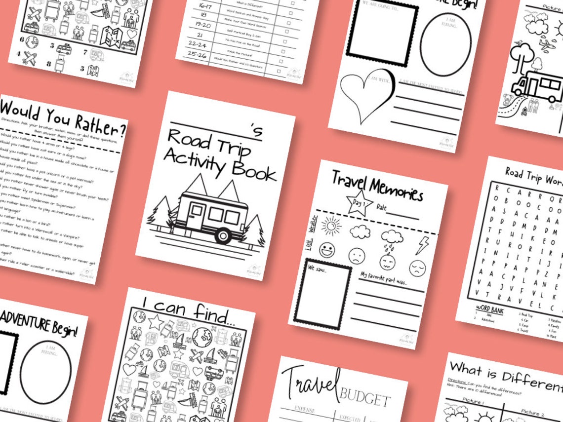 Road Trip Activity Book - Etsy