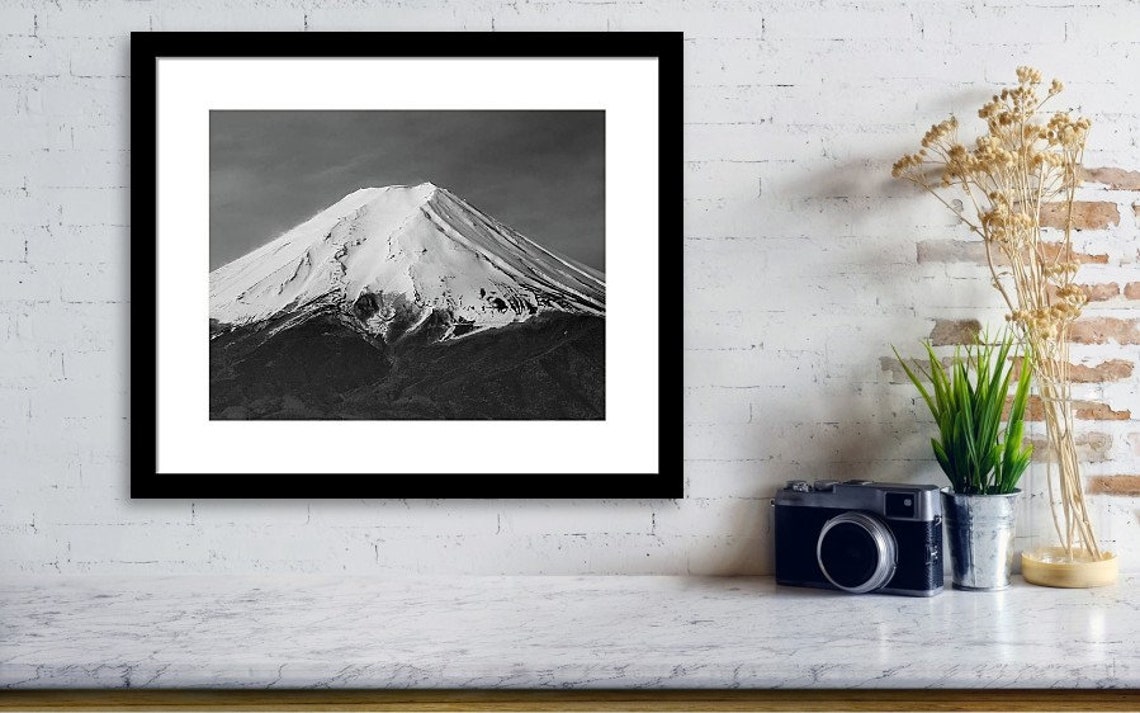 Mount Fuji Monochrome Art Print Japan Mountain Photo Print - Etsy